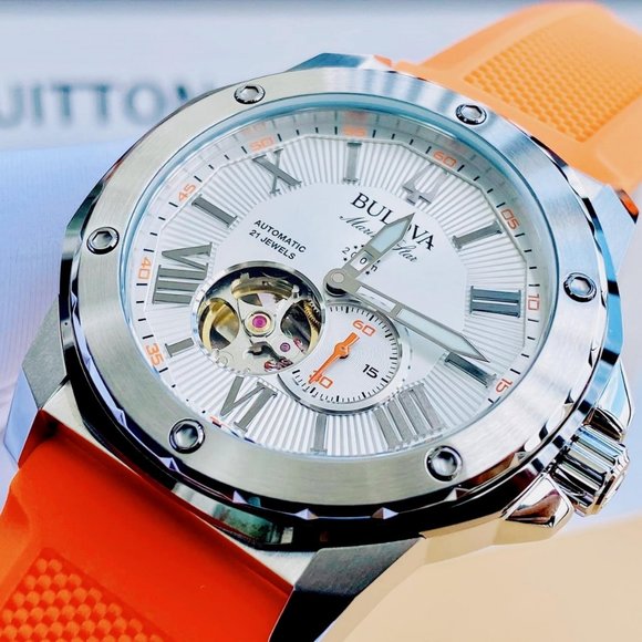 Bulova | Accessories | Bulova Marine Orange Star Automatic Watch | Poshmark